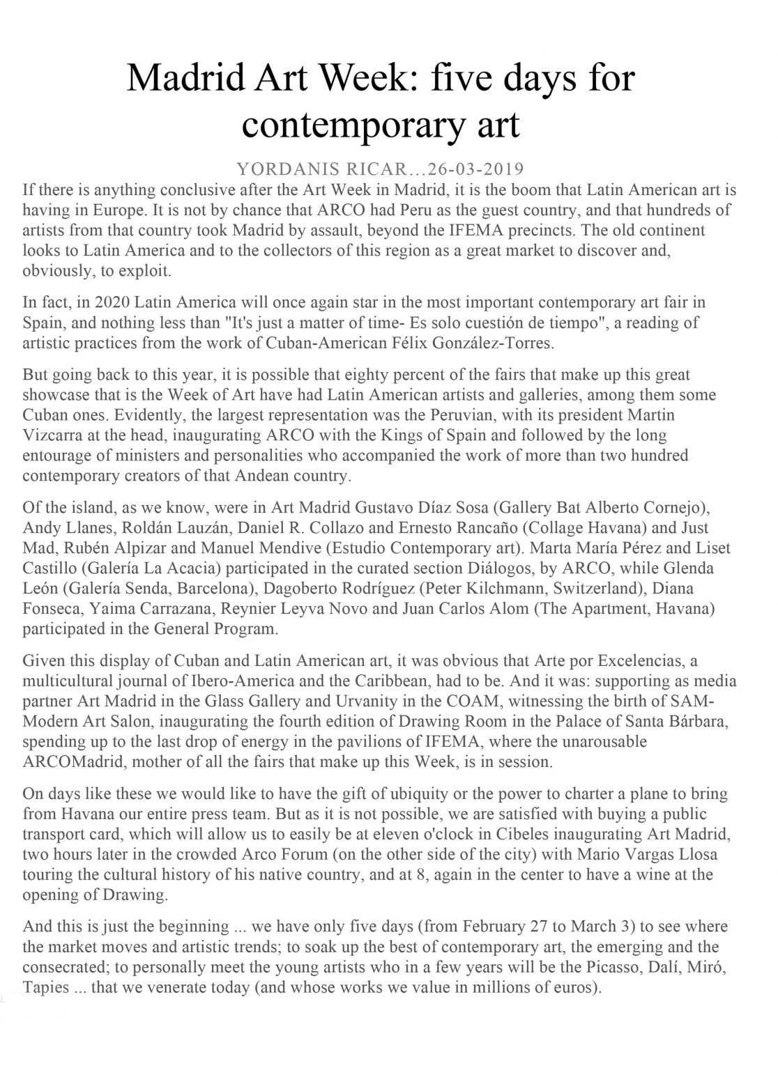 Arte por excelencias | Liset Castillo